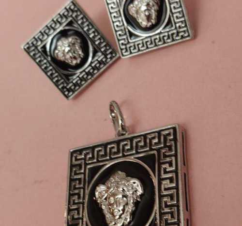 Набор серьги кулон versace медицинское золото