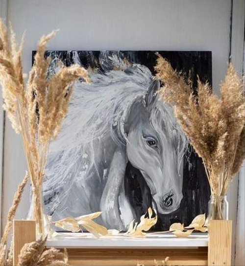 Интерьерная картина "Белый конь"