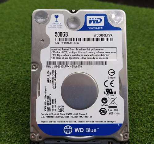 Жесткий диск WD Blue 500Gb 2.5" WD5000lpvx