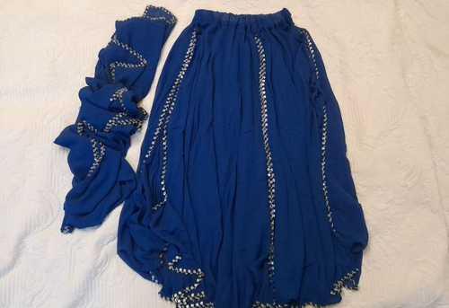 Костюм для восточных танцев платок юбка синий