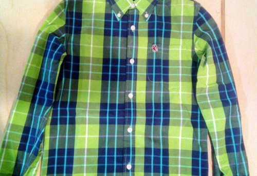 Зеленая рубашка в клетку подростковая мужская xxs