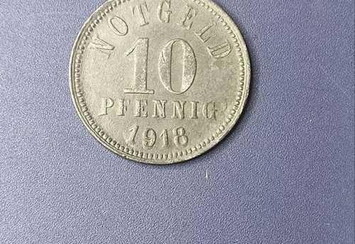 Монета 10 пфеннигов 1918 Нотфельд
