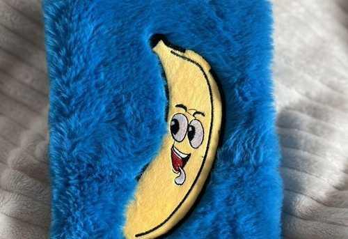 Блокнот меховой детский с бананом новый