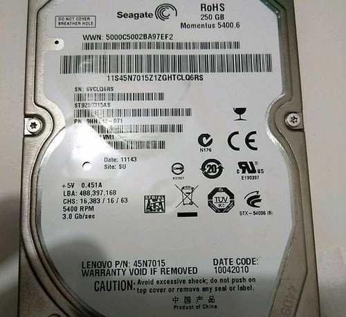 Seagate Momentus 2.5 5400 ST9250315AS 250 Гб торг