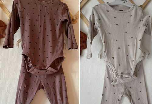 Комплеты на девочу боди + штанишки в рубчик H&M