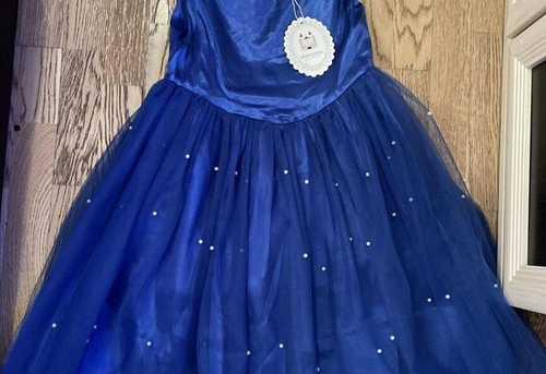 Праздничное платье синее, платье Эльзы с жемчугом
