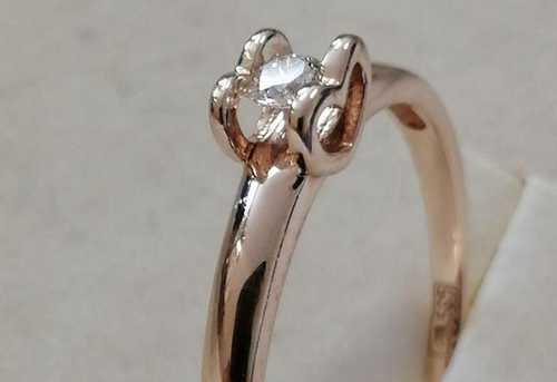 Золотое кольцо с бриллиантом 2,3 мм