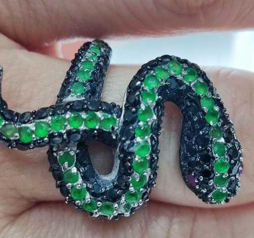 Кольцо серебрянное змейка