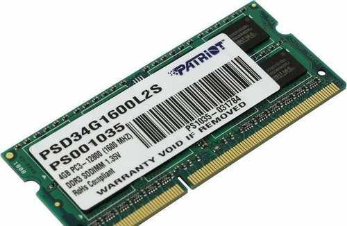 DDR3 SO-dimm 4GB Patriot PC3-12800 1600MHz