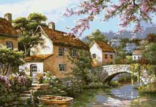 Картина по номерам "Деревня у канала"