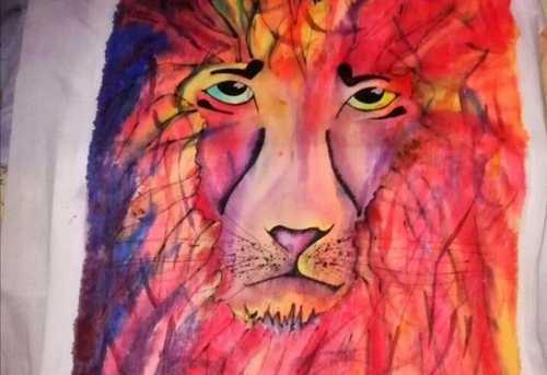 Авторская картина маслом на холсте"огненный лев "