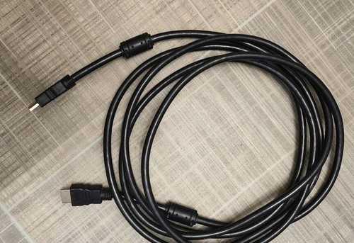 Чёрный-круглый кабель hdmi-hdmi 3 метра