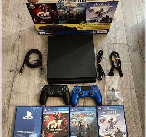 Sony playstation 4 Slim 1tb 2 геймпада