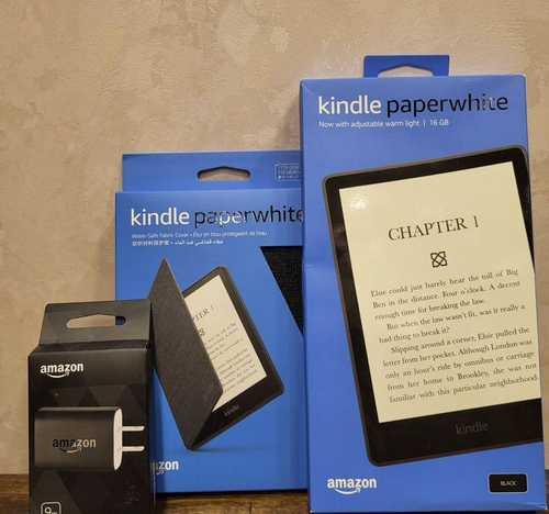 Kindle Paperwhite + чехол + зарядка