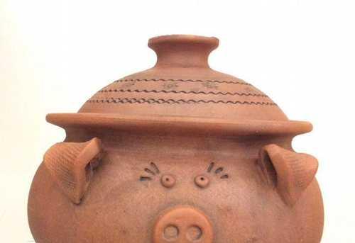 Горшок— поросенок большой глиняный для духовки