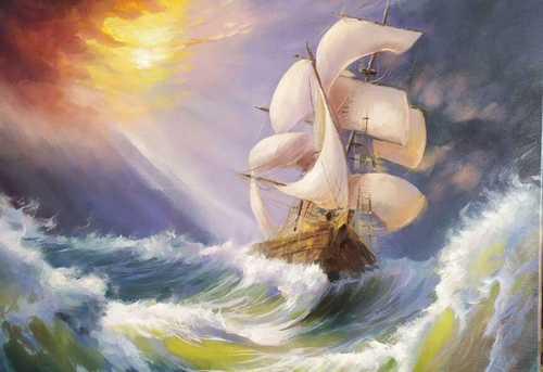 Картина маслом "Ветер по морю гуляет" 50х60