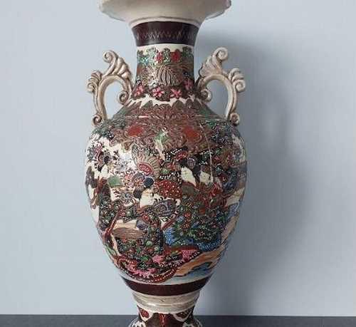 Антикварная японская ваза Сацума (кинцуги)