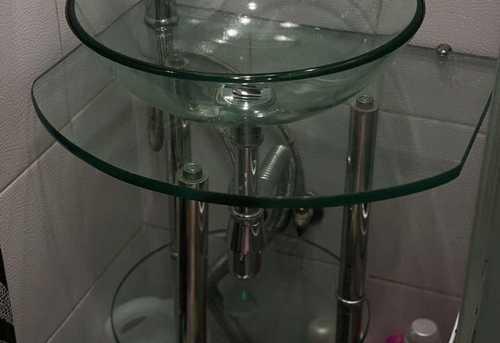 Стеклянная раковина чаша с полочками