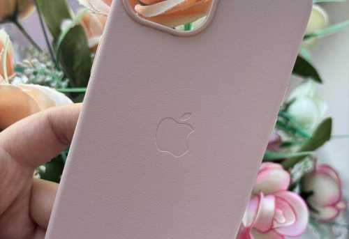 Чехол на iPhone 15 (розовый) кожаный
