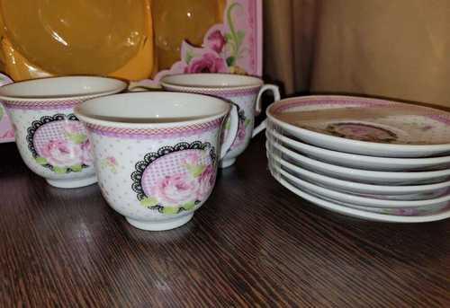 Чайный набор 3 чашки, 6 тарелок