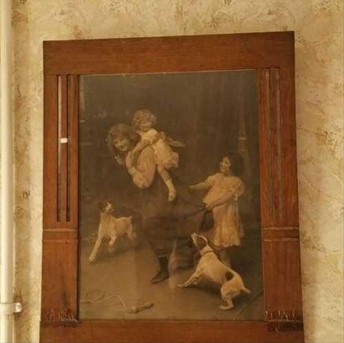 Картина Дети играют с щенятами 1907 год подпись