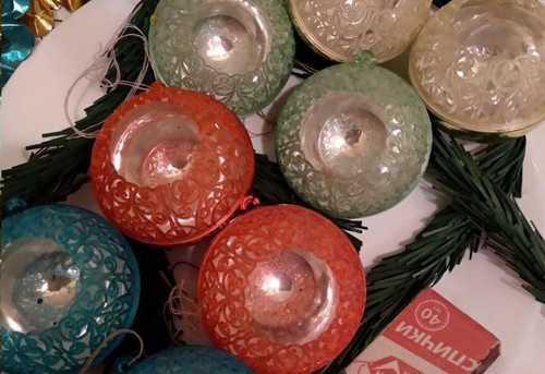 Ёлочные игрушки СССР шары стекло, пластик фосфор