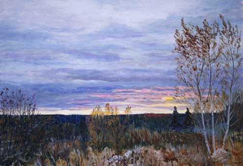 Картина "Осенний закат" 30х40 маслом