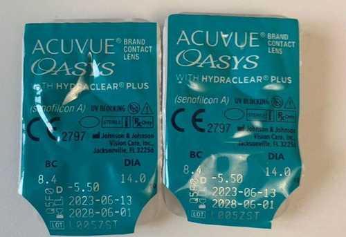 Линзы acuvue oasys -5.5 (2-х недельные) 4 шт