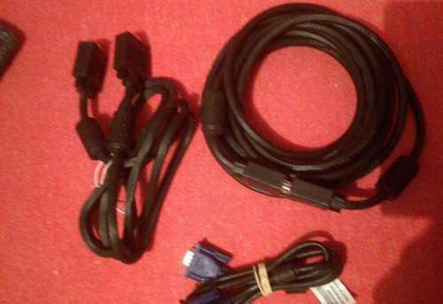 Кабель компа Vga папа мама 5 м. 1,7м DVi, hdmi min