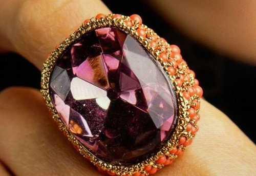 Kenneth Jay lane кольцо с аметистовым кристаллом