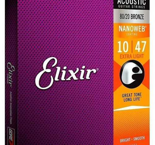 Струны для гитары Elixir 11002 NanoWeb Extra Light