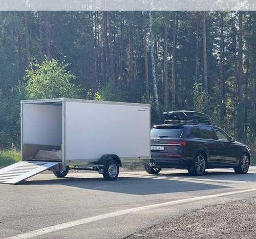 Прицеп-фургон с трапом, для снегохода и других гру