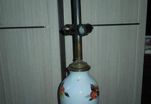 Лампа 19 век бронза молочное стекло