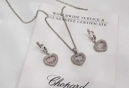 Золотые серьги и колье Chopard с бриллиантами