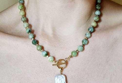 Ожерелье из натуральных камней и жемчуга