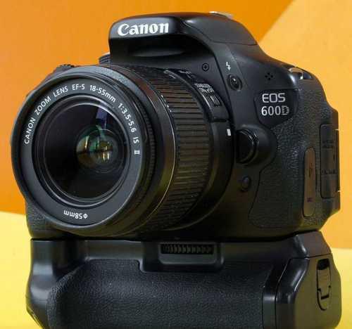 Фотоаппарат Canon 600D kit 18-55 IS II с батблоком