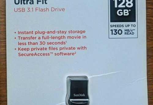 SanDisk Ultra Fit USB флешка на 128 Гб. Новая