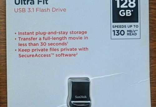 SanDisk Ultra Fit USB флешка на 128 Гб. Новая