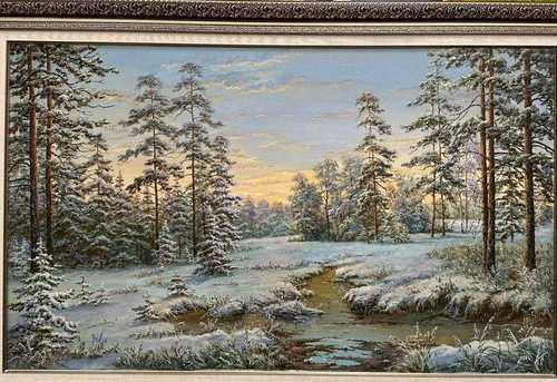Картина маслом пейзаж «Начало зимы» 60х100