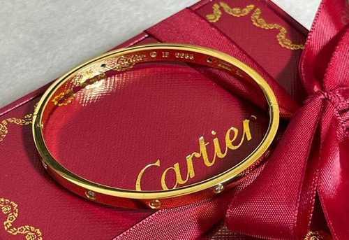 Браслет Cartier Love (тонкий, камни) Премиум