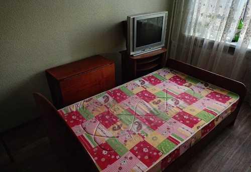 Кровать двухспальная, стол, телевизор, тумбочка