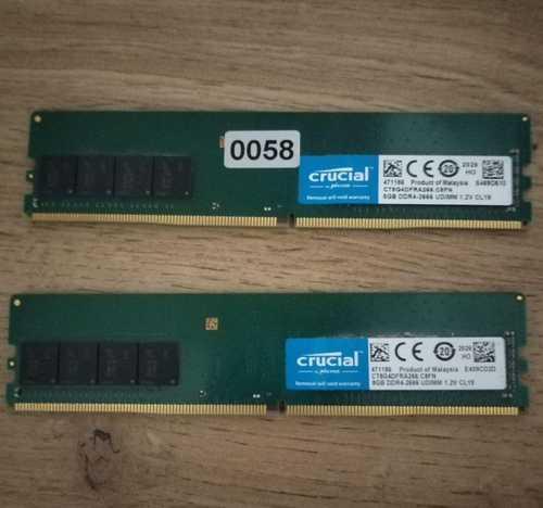 Оперативная память crucial ddr4 16gb (8x2) 2666