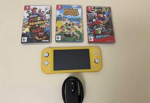 Nintendo switch lite+animal crossing+2 игры mario
