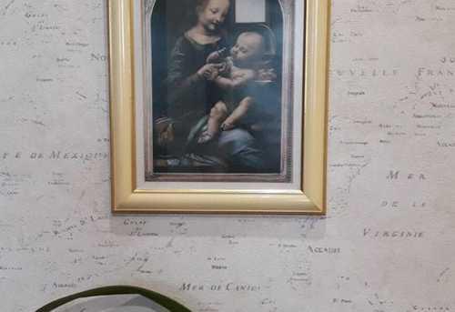 Картина репродукция в раме "Мадонна Бенуа"
