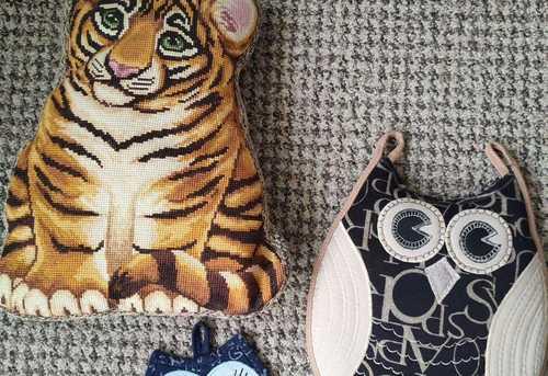 Вязаные игрушки, тигр, сова, handmade