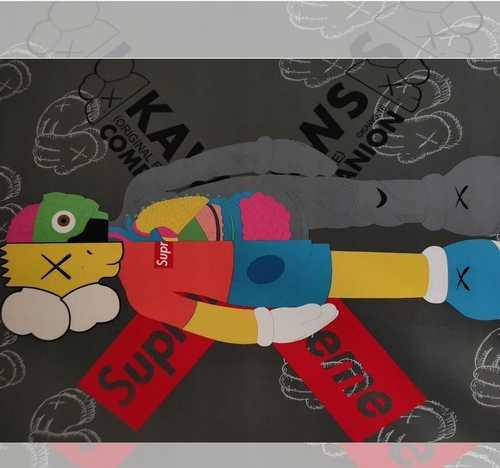 Ковер безворсовый kaws/supreme 50*80