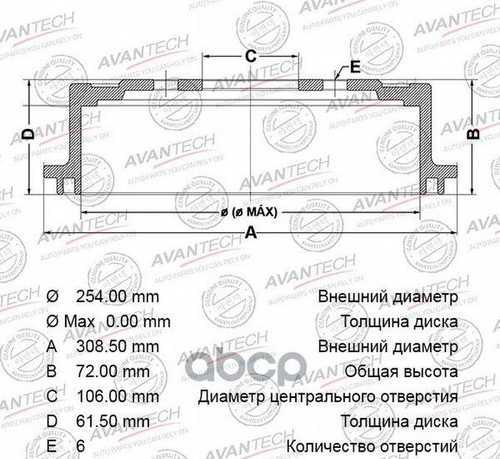 Диск тормозной avantech BR0171S avantech