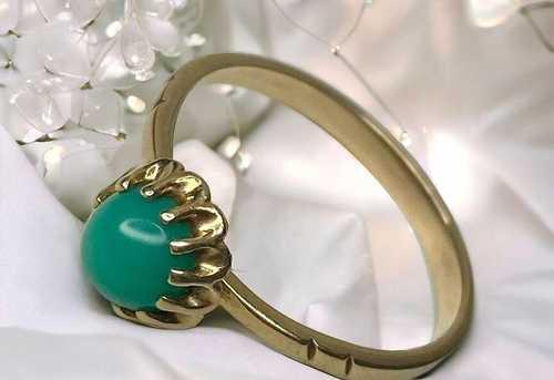 Золотое кольцо с хризопразом 585 проба СССР