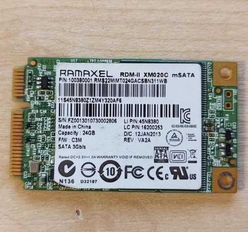 SSD ramaxel msata 24 gb