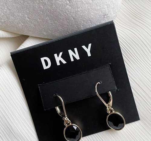 Новые серьги Dkny черные оригинал